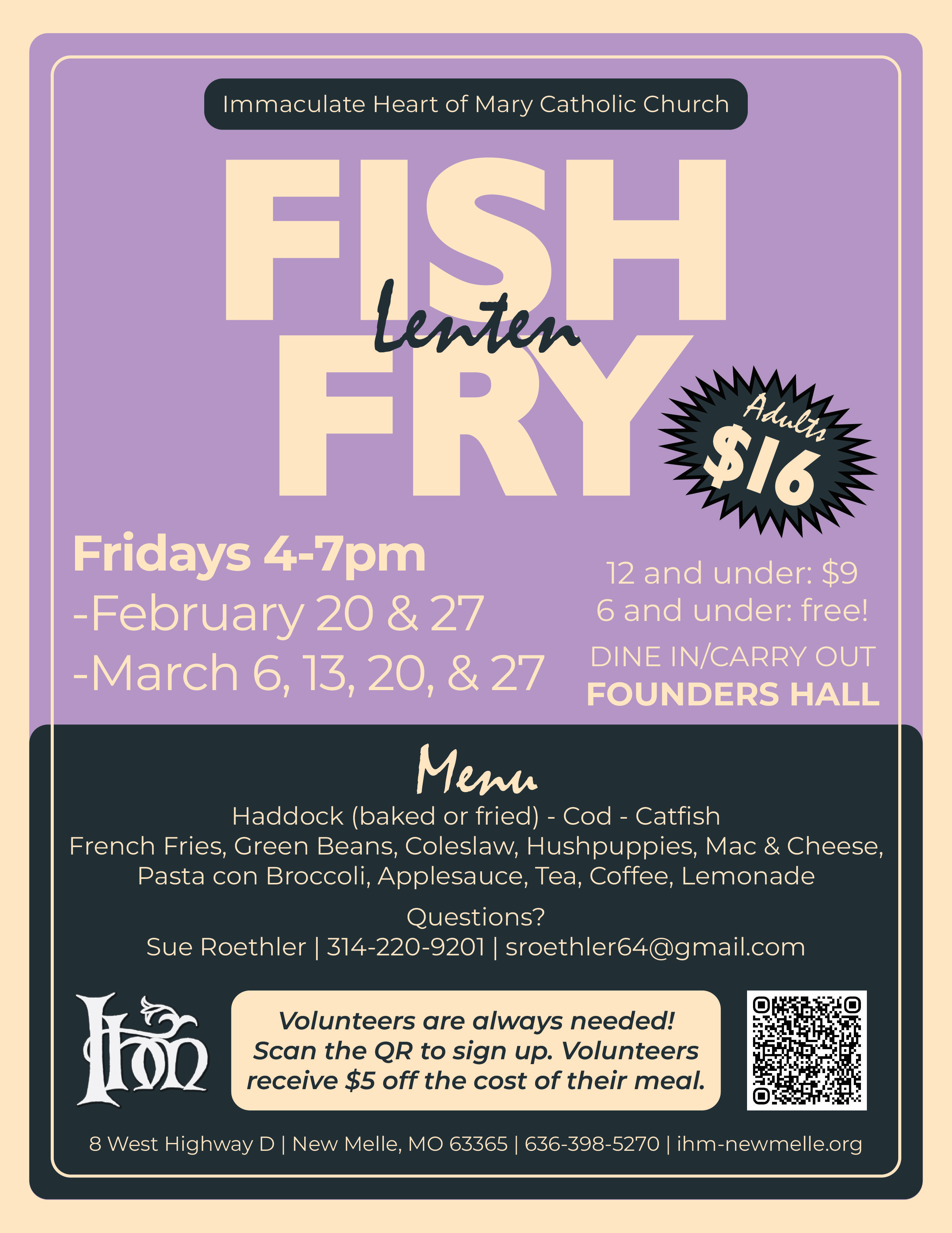 Lenten Fish Fries > Immaculate Heart of Mary in New Melle